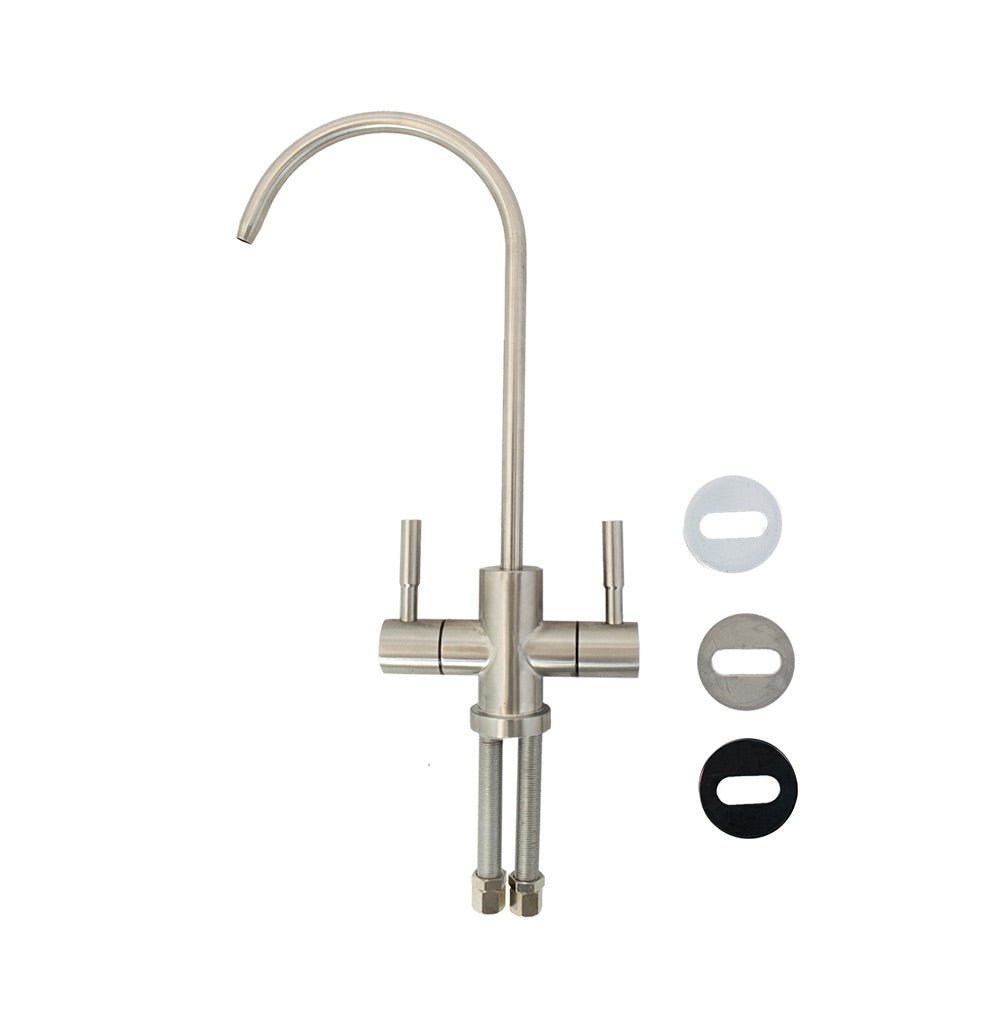 Dual Lever Swan Neck Tap in Brushed Steel for Filter & RO Systems