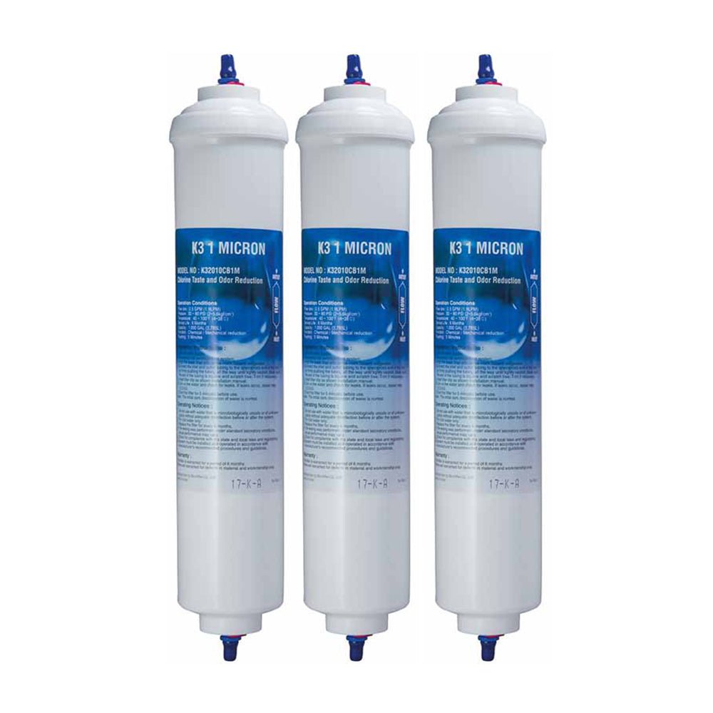 Microfilter K3 1 Micron Carbon Block Inline Water Filter - 1/4" Push F
